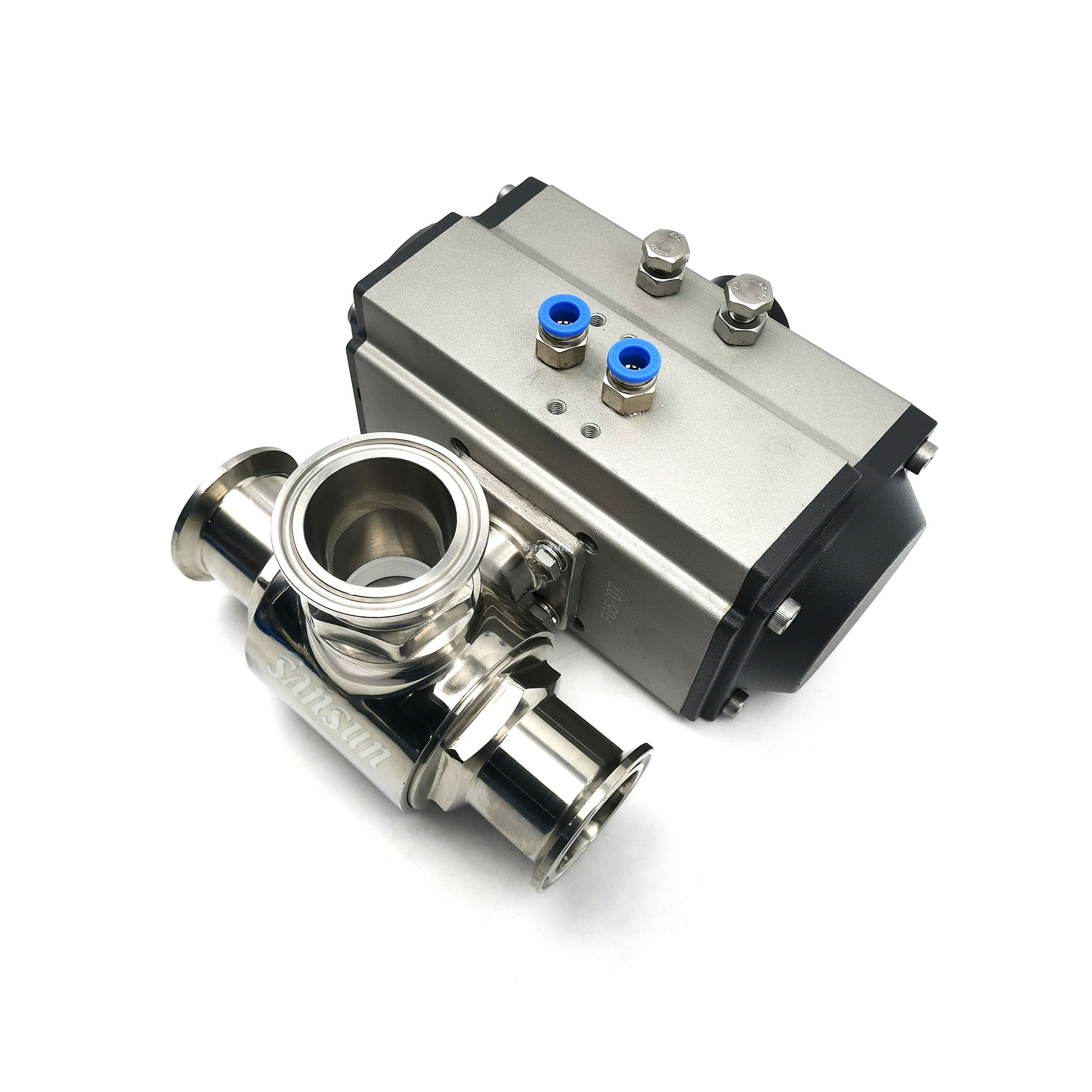 Sanitary Pneumatic tri clamp 3 Way Ball Valve from China manufacturer ...